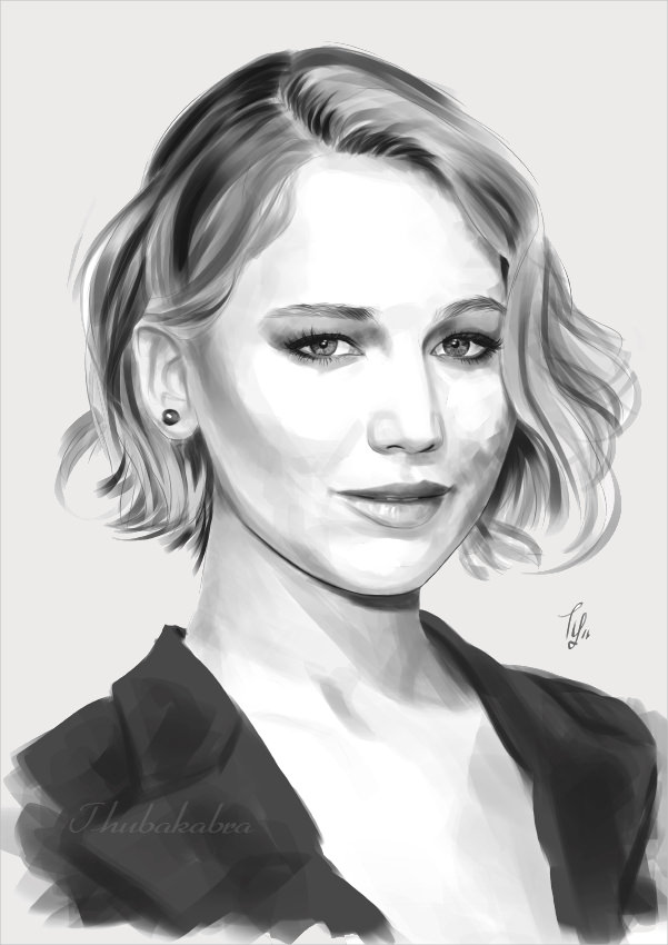 Jennifer Lawrence Sketch Jennifer Lawrence Ballpoint Pen Drawing By