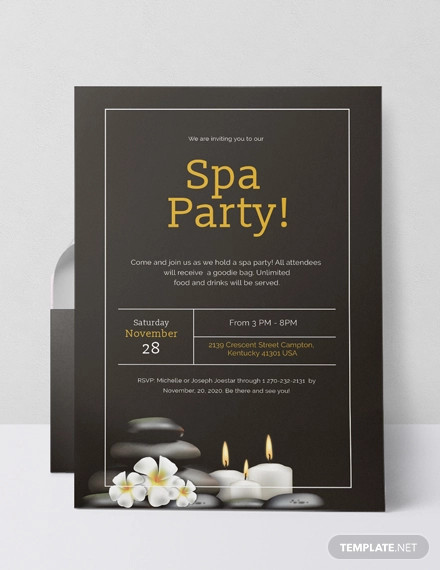 FREE 20 Beautiful Spa Party Invitations Designs In PSD AI MS 