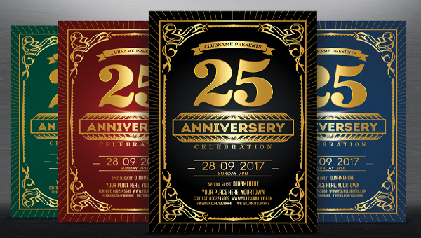 FREE 25 Beautiful Anniversary Invitation Card Designs In PSD AI MS 