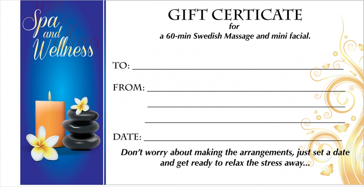Free Printable Spa Certificate Template Printable Templates